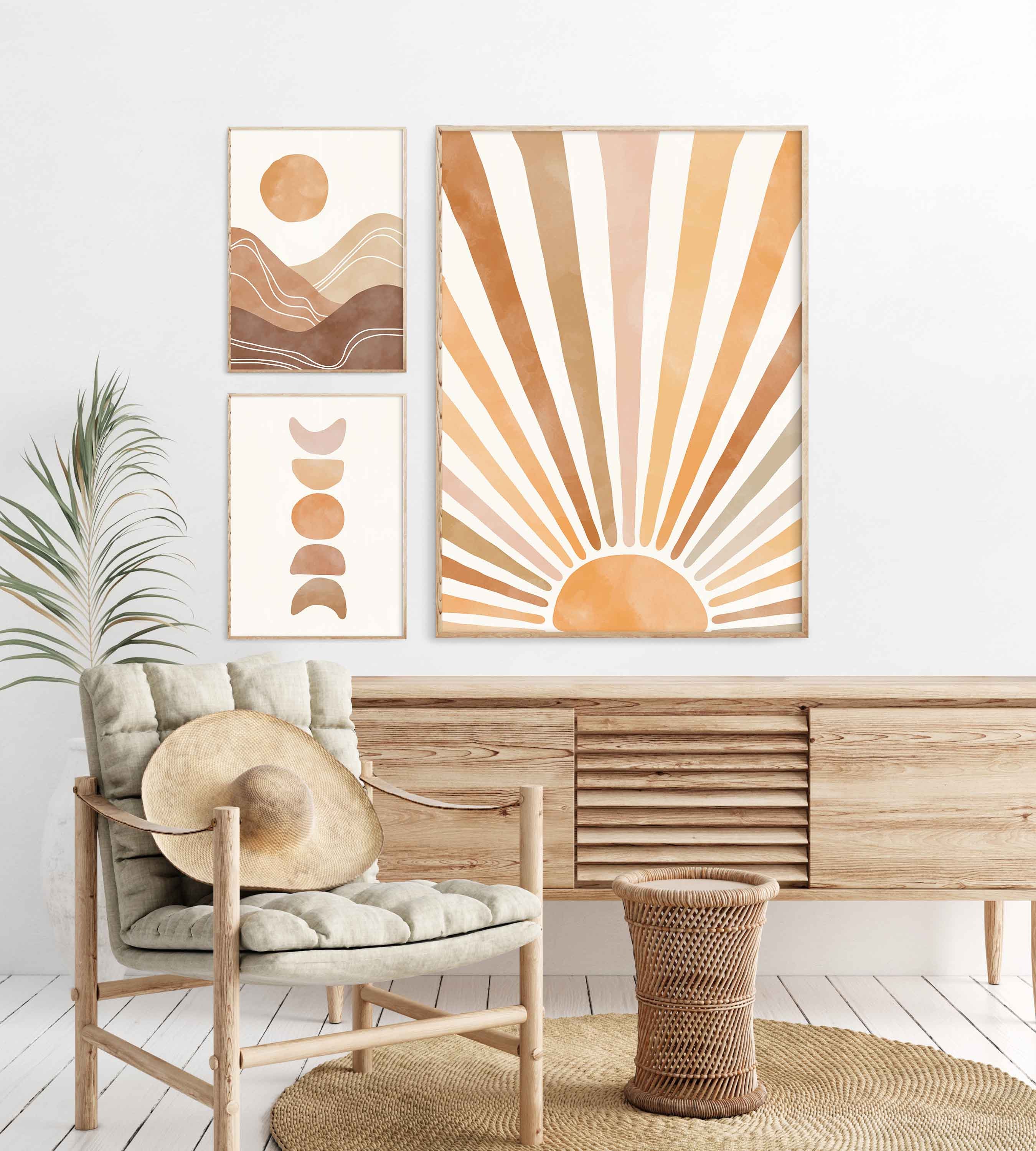 Boho Abstract Set of 3 Prints Printable Wall Art Boho Decor - Etsy