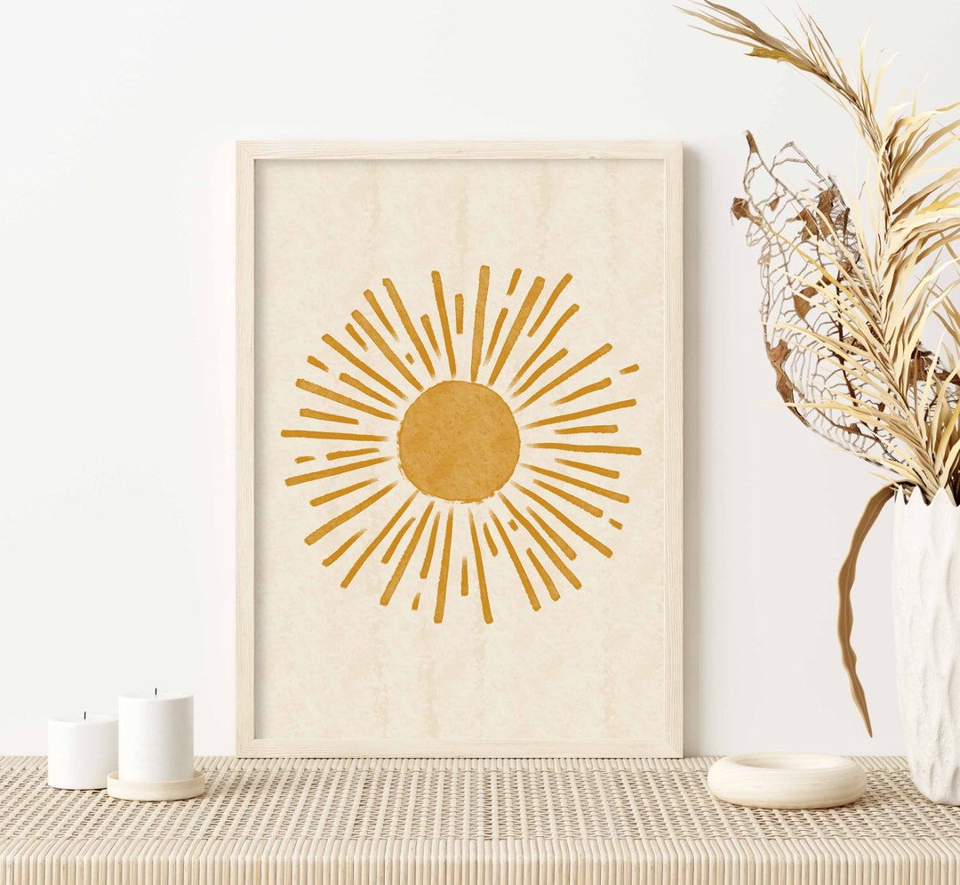 Sun Burst Illustration Printable Wall Art Mid Century Print - Etsy