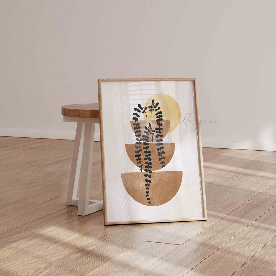 Boho Botanical Leaf Poster, Printable Wall Art, Terracotta Poster ...