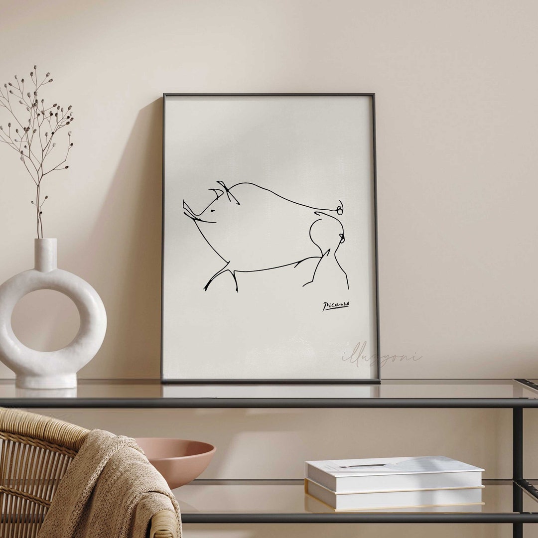 Picasso Pig Drawing, Printable Wall Art, Picasso Poster, Living Room ...