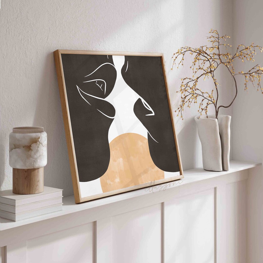 Abstract Kiss Painting, Printable Wall Art, Minimalist, One Line Sketch ...