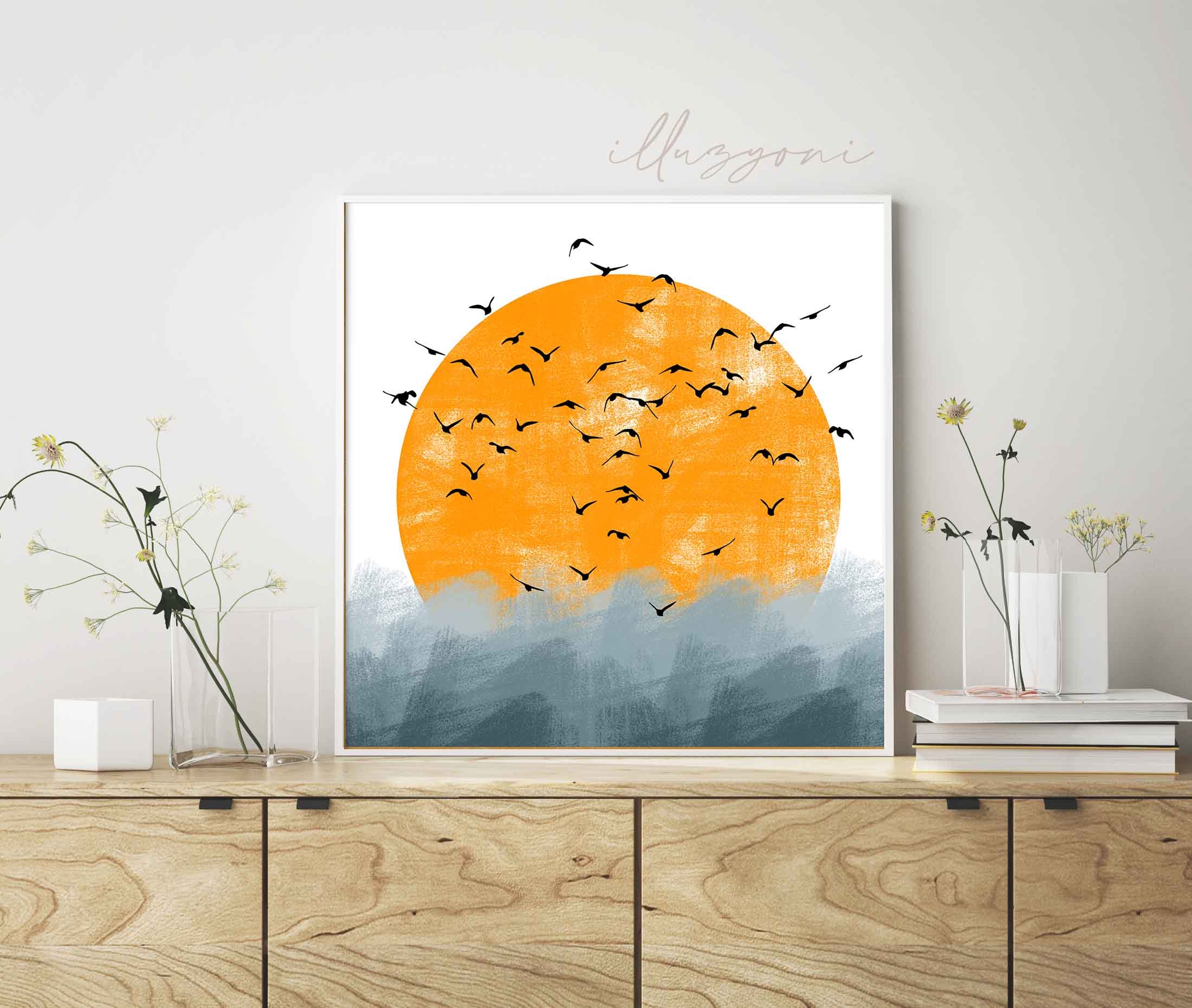 Boho Home Decor Nursery Room Poster Birds Print Printable - Etsy