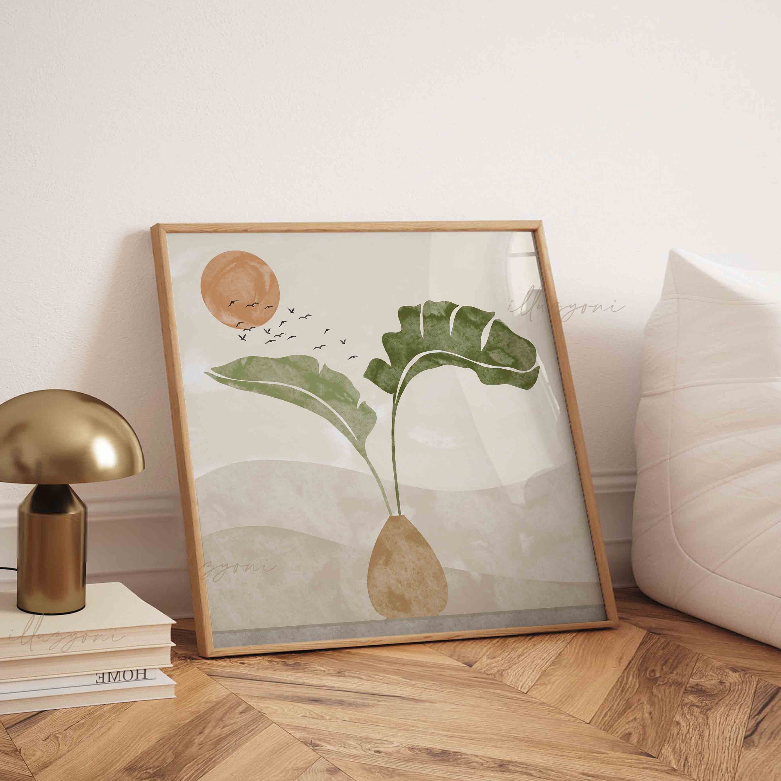 Boho Style Vase Illustration, Printable Wall Art, Mid Century ...