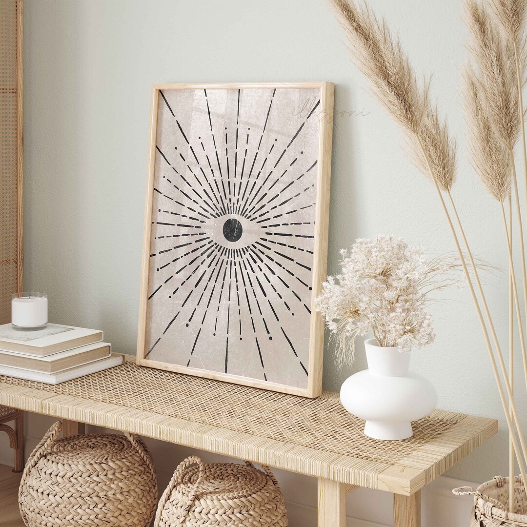 All Seeing Eye Poster, Printable Wall Art, Abstract Sun Print, Mid ...