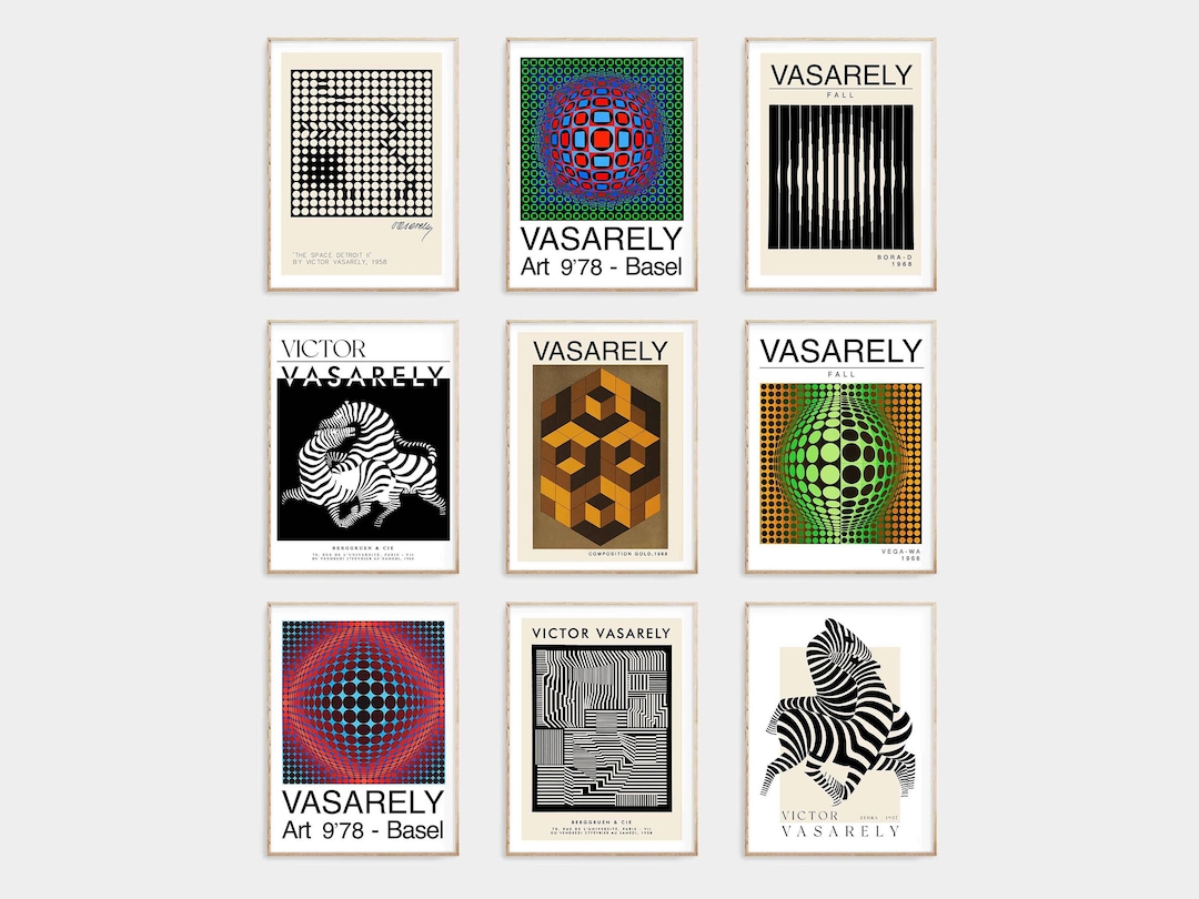 Victor Vasarely Set of 9 Prints Printable Wall Art Abstract - Etsy