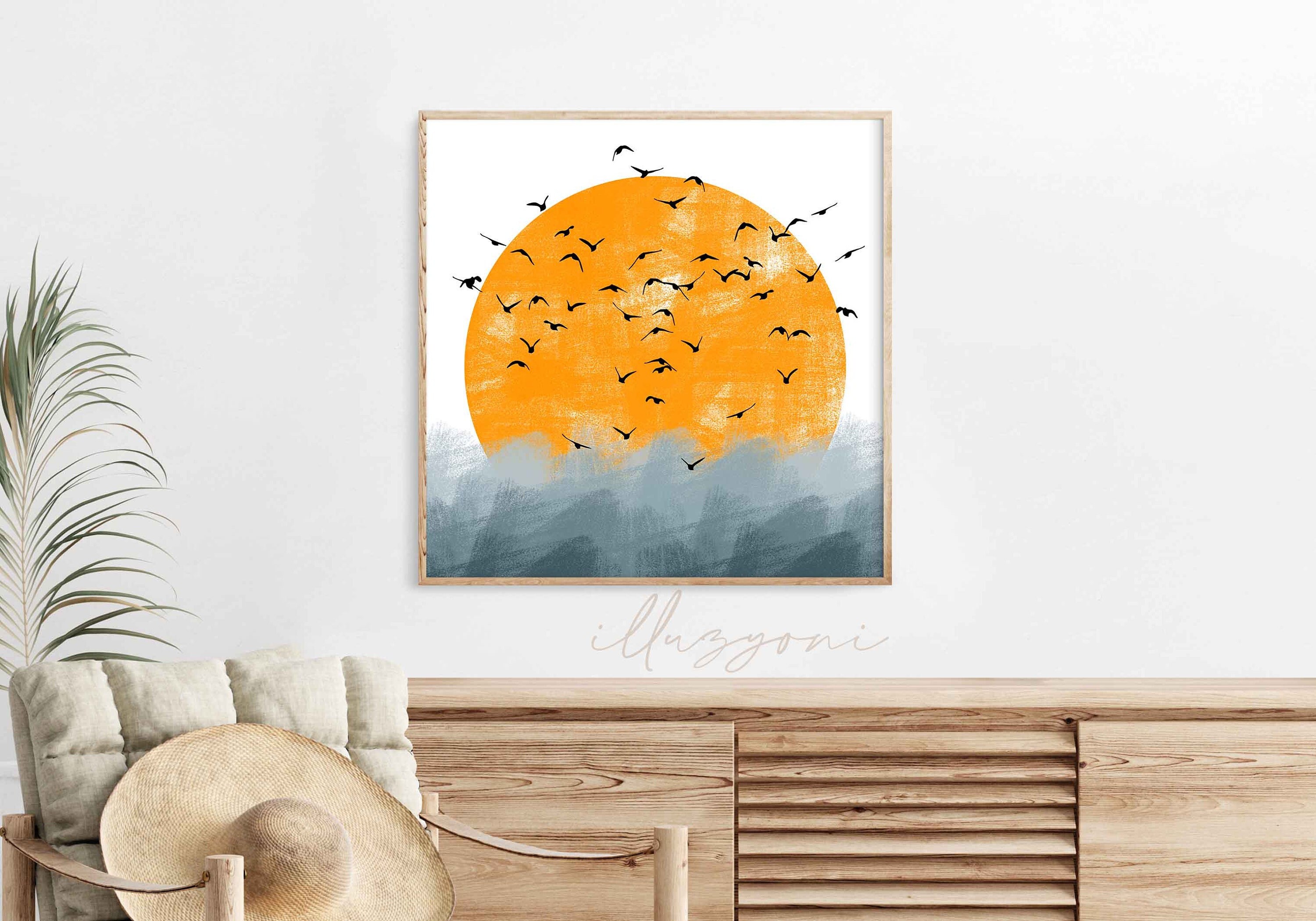 Boho Home Decor Nursery Room Poster Birds Print Printable - Etsy