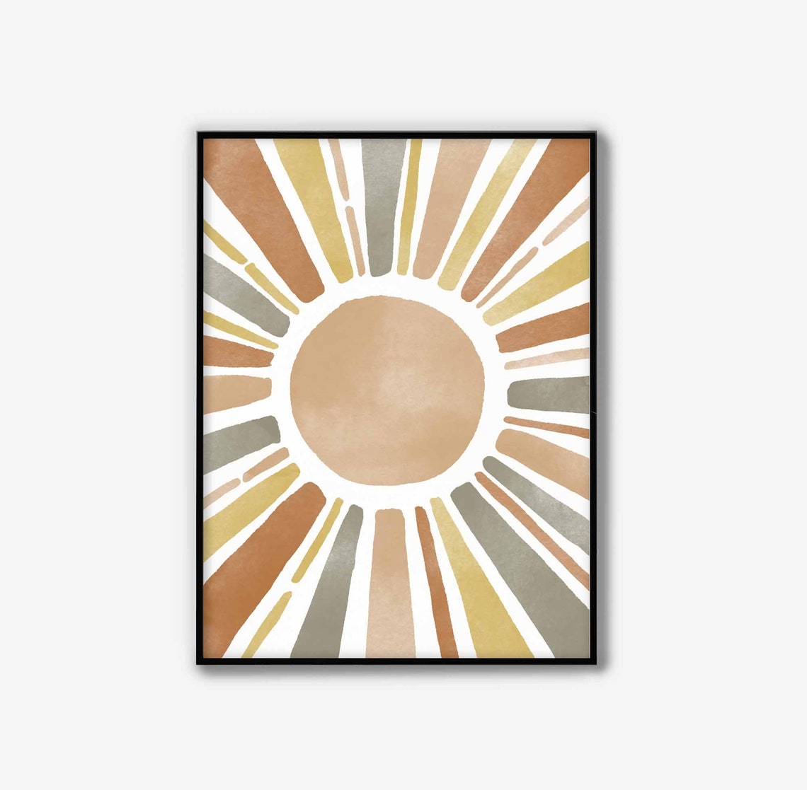 Sun Burst Illustration Printable Wall Art Mid Century Print | Etsy