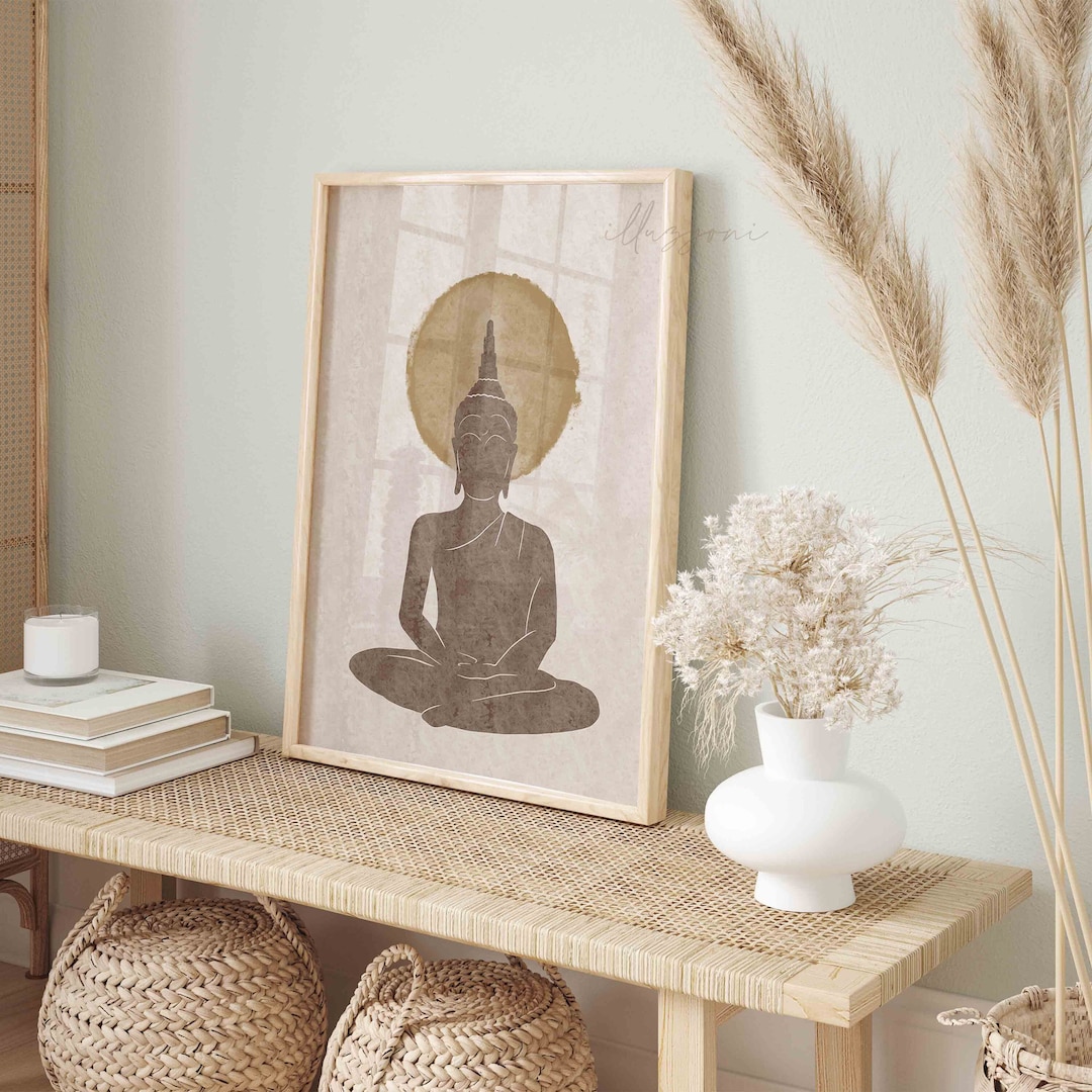 Buddha Statue, Yoga Home Poster, Printable Wall Art, Boho Home Poster ...