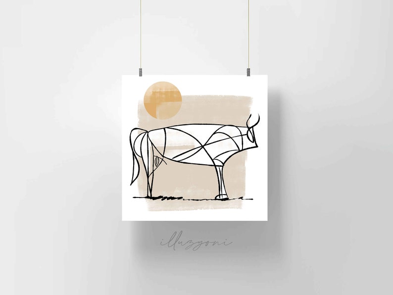 Picasso One Line Drawing Abstract Deconstructed Bull - Etsy