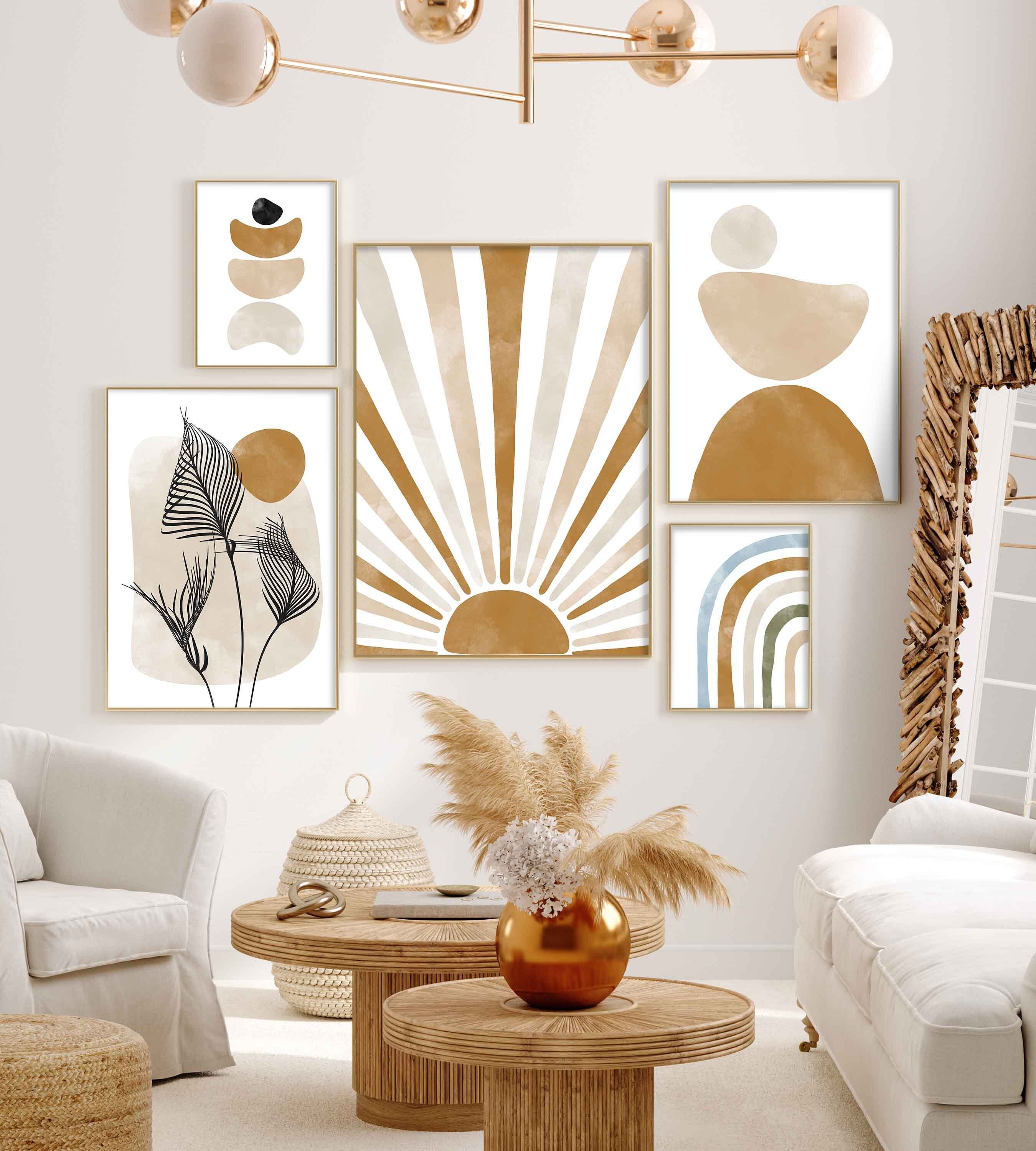 Boho Abstract Set of 5 Prints Printable Wall Art Boho Decor | Etsy