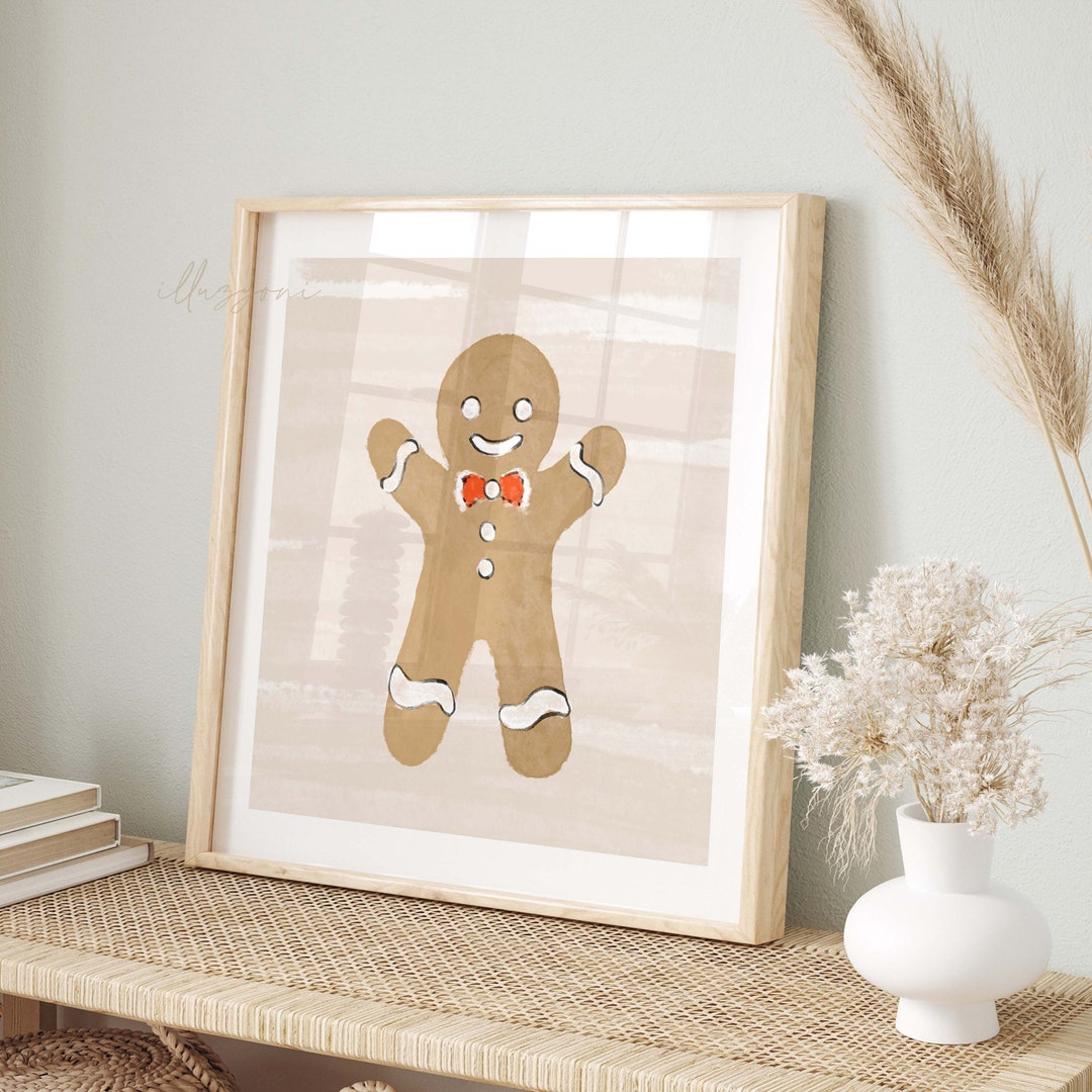 Minimal Gingerbread Cookie Print, Christmas Print, Modern Xmas Decor ...