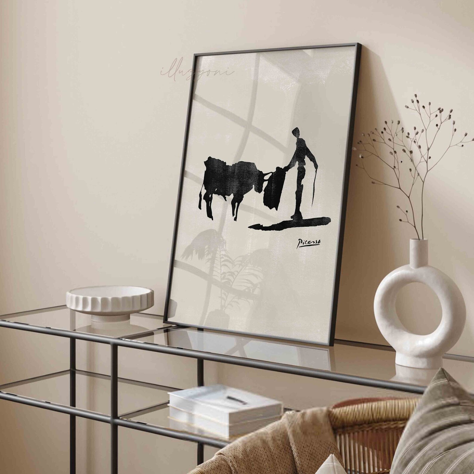 Abstract Bullfight Drawing, Printable Wall Art, Picasso Wall Art, Boho ...