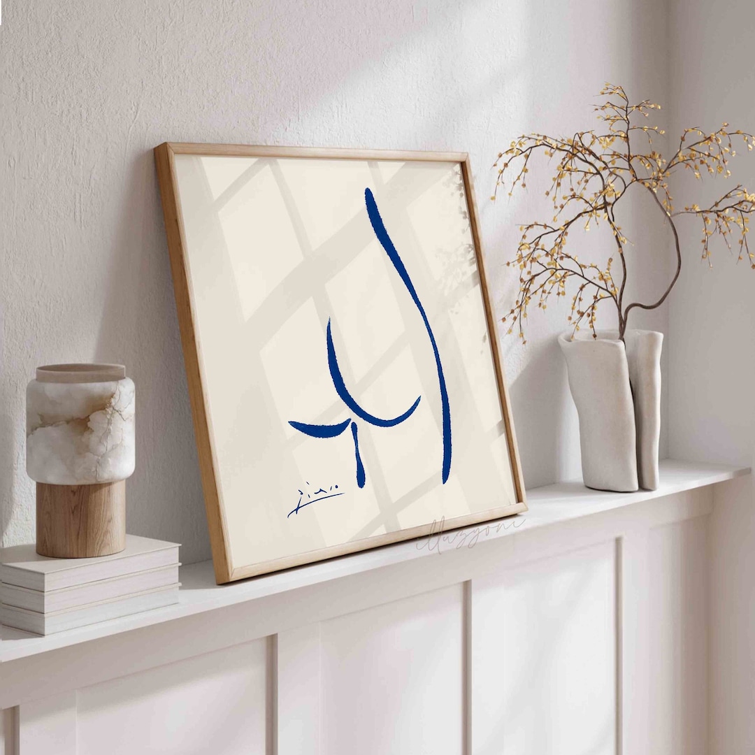 Blue Drawing, One Line Sketch, Printable Wall Art, Picasso Print ...