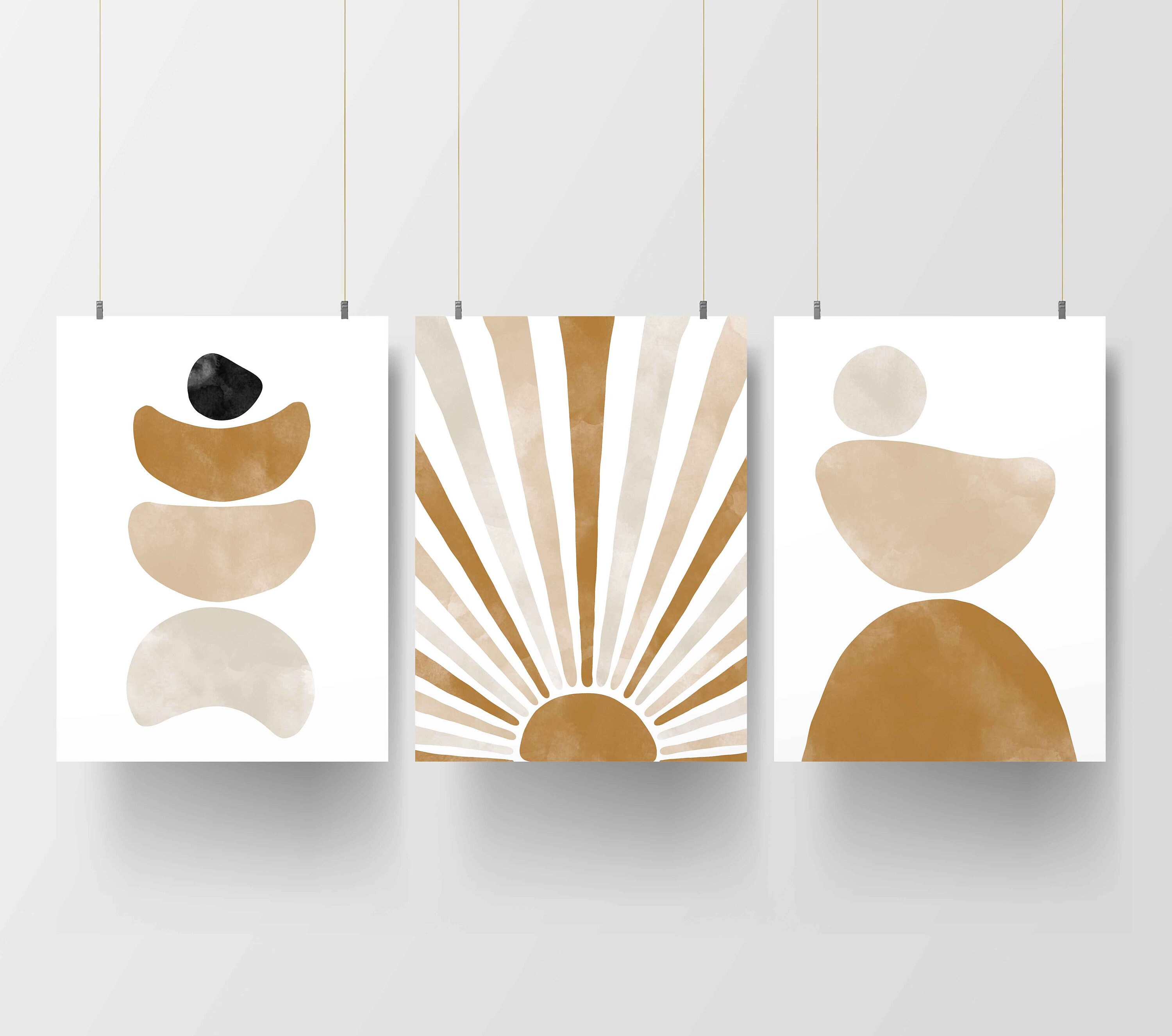 Boho Abstract Set of 5 Prints Printable Wall Art Boho Decor | Etsy