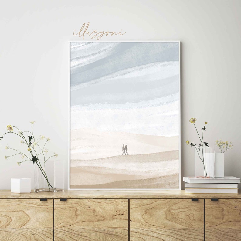 Abstract Two People Print Boho Wall Art Landscape Print - Etsy