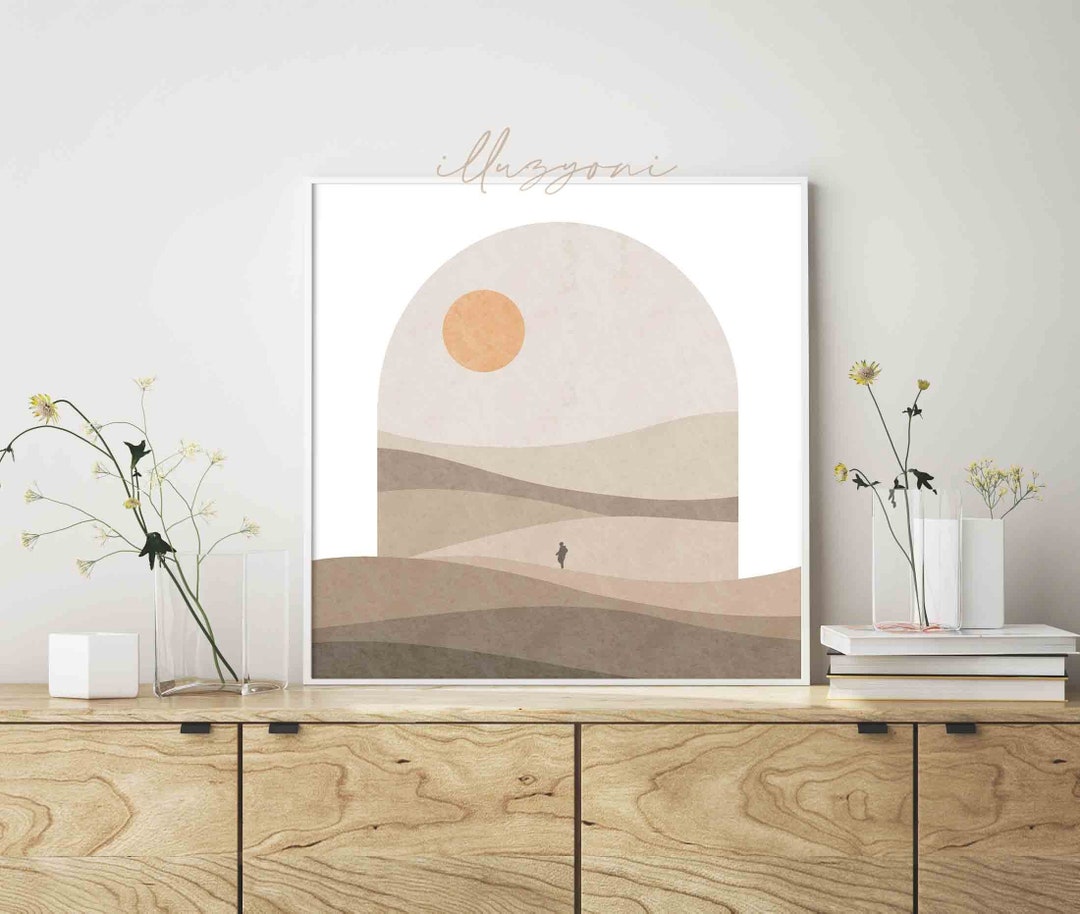 Minimal Boho Painting Neutral Earth Tones Printable Wall - Etsy