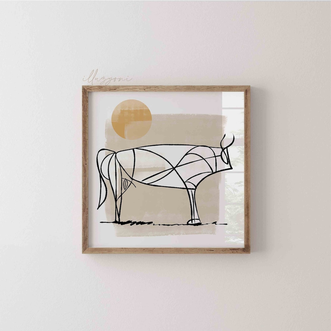 Picasso One Line Drawing, Abstract Deconstructed Bull, Printable Wall ...