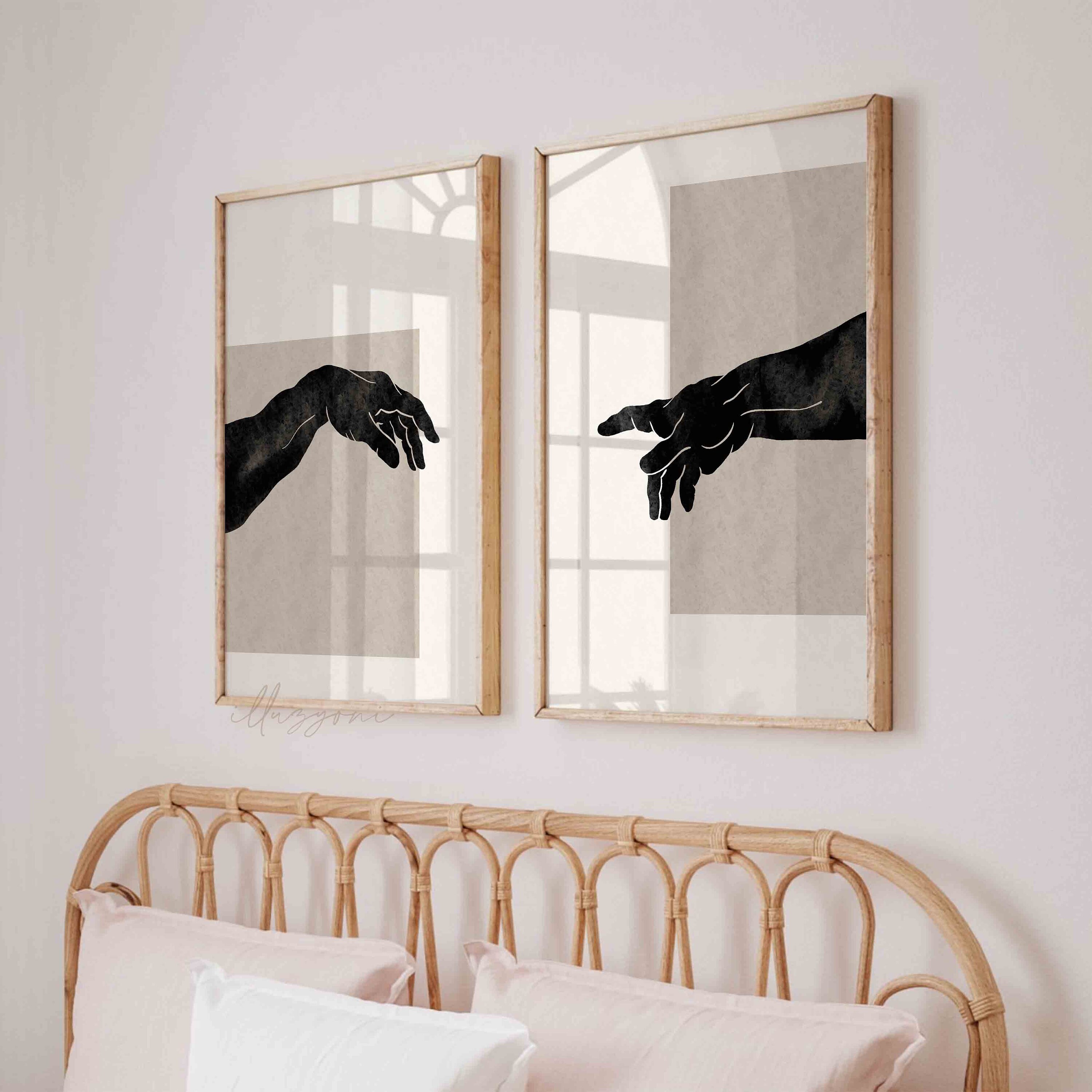 Abstract Hand Drawing, the Creation of Adam, Set of 2 Prints, Printable ...