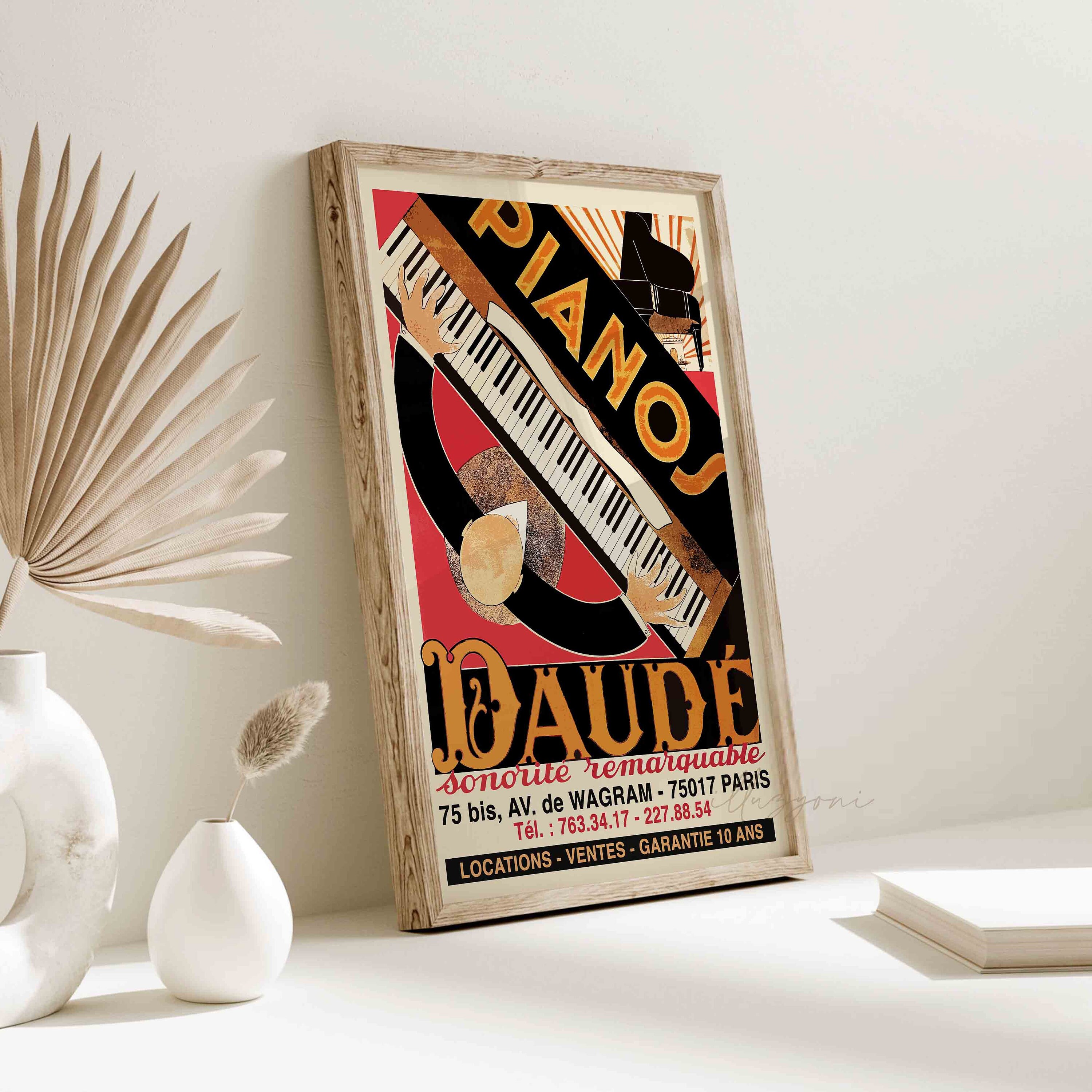 Vintage Piano Poster, Printable Wall Art, Paris Jazz Art, Retro Concert ...