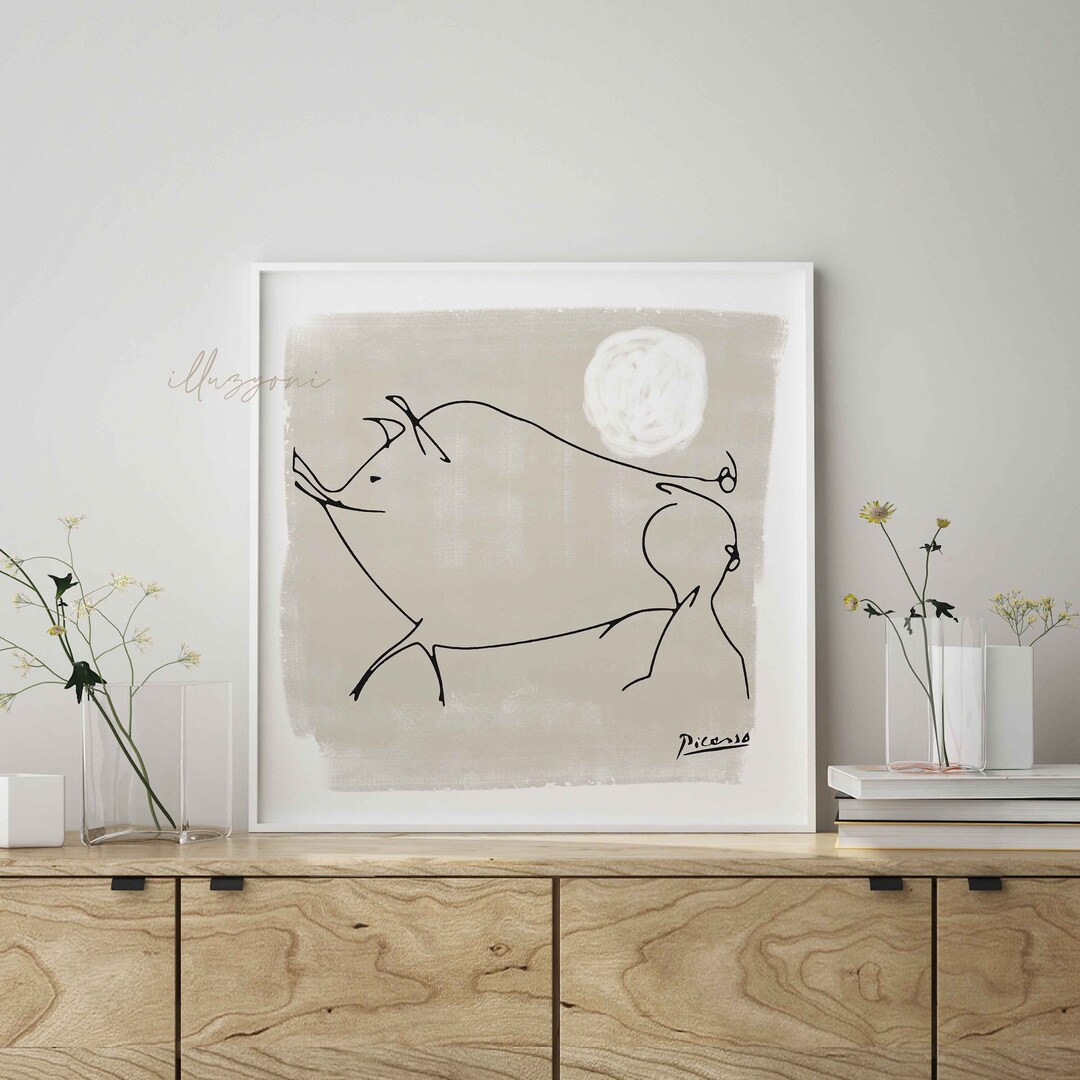 Picasso Pig Drawing, Printable Wall Art, Pablo Picasso Print ...