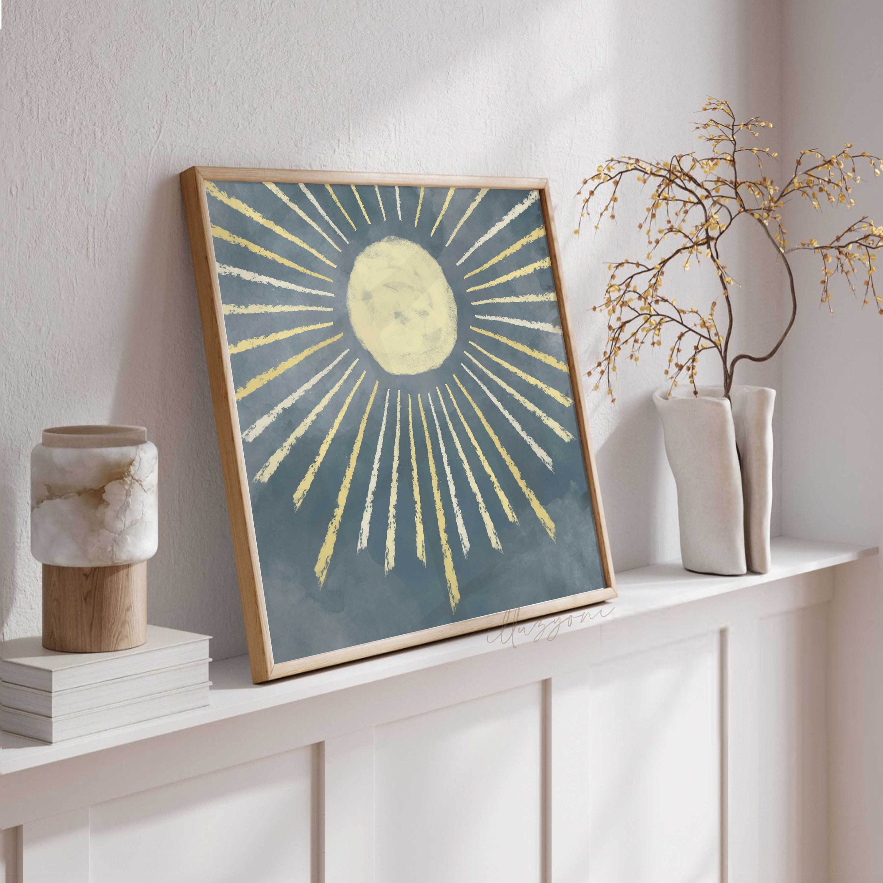 Sun and Moon, Set of 2 Prints, Printable Wall Art, One Line Sketch ...