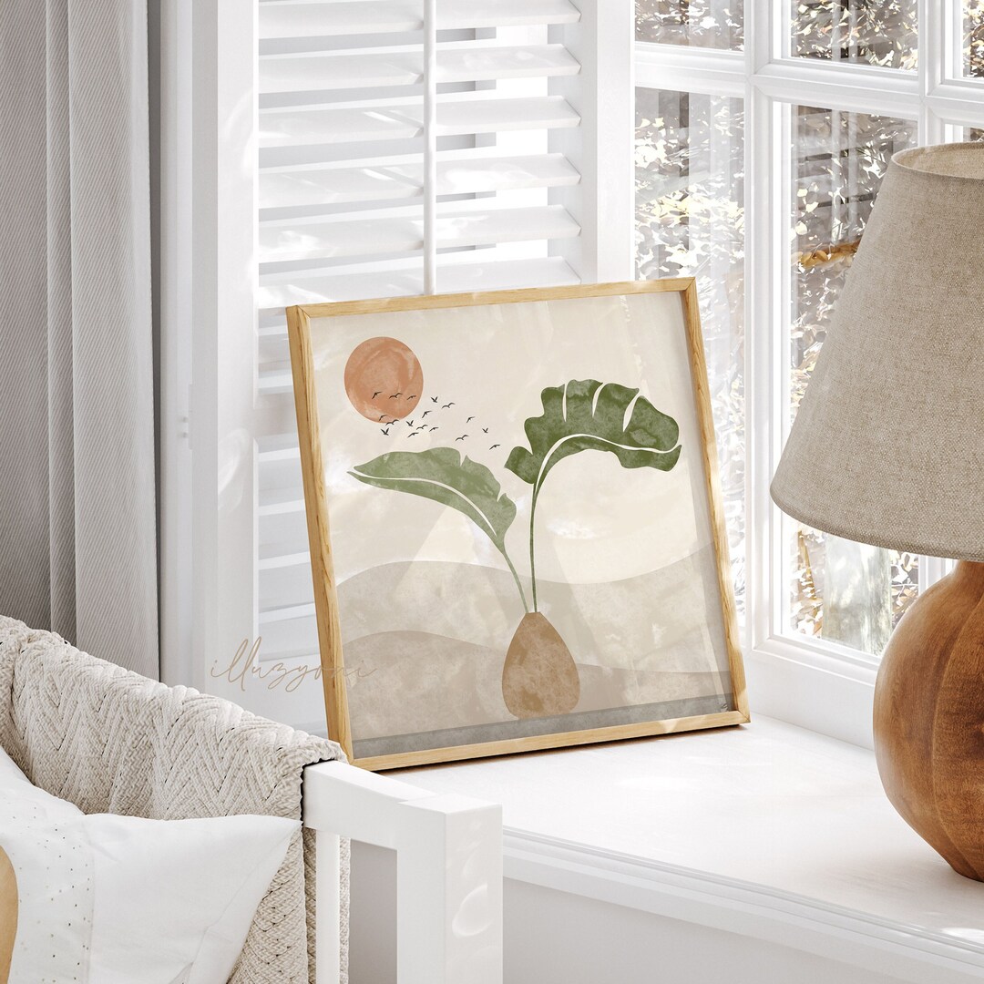 Boho Style Vase Illustration, Printable Wall Art, Mid Century ...