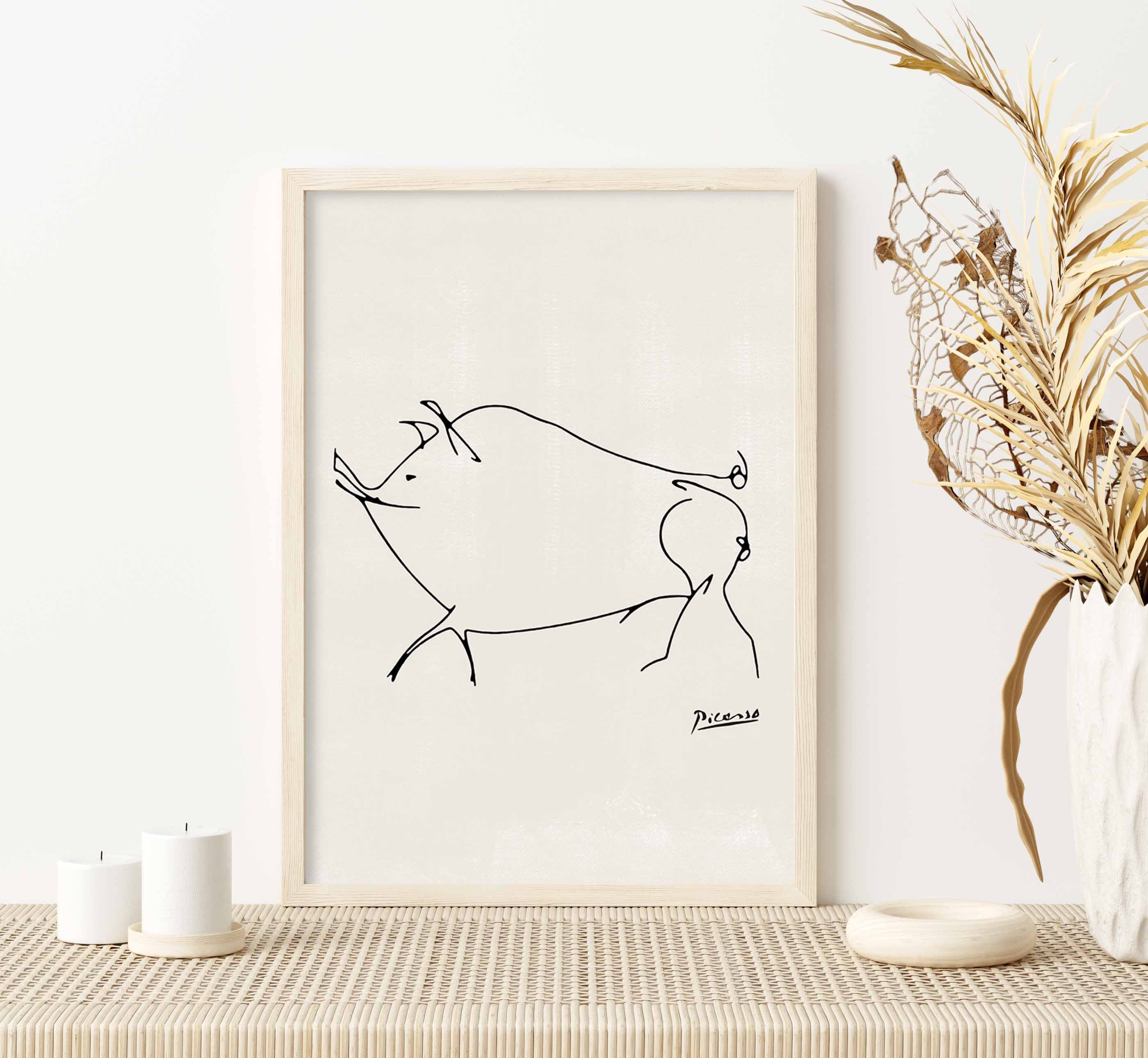 Picasso Pig Drawing Printable Wall Art Picasso Poster - Etsy