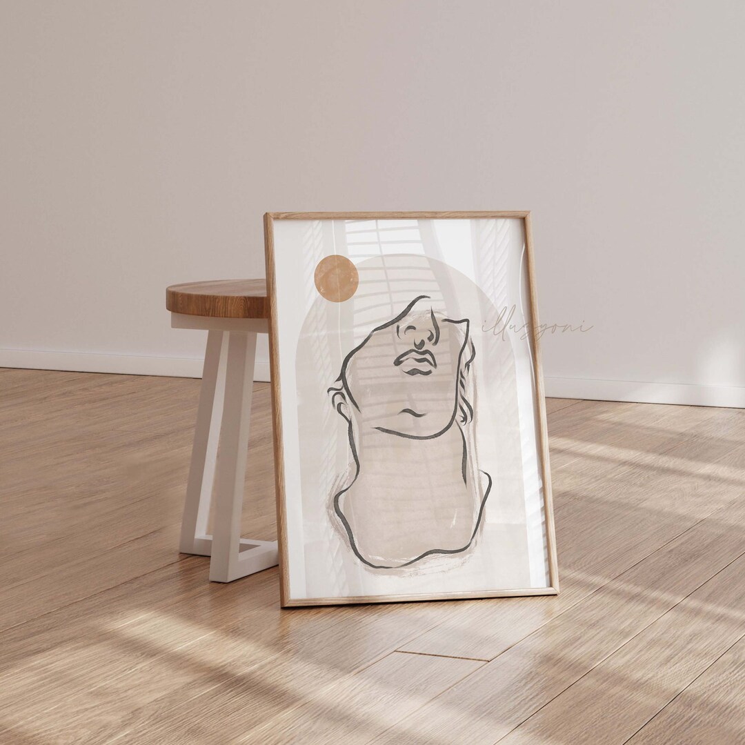 Abstract Boho One Line Sketch, David of Michelangelo, Minimal Bohemian ...