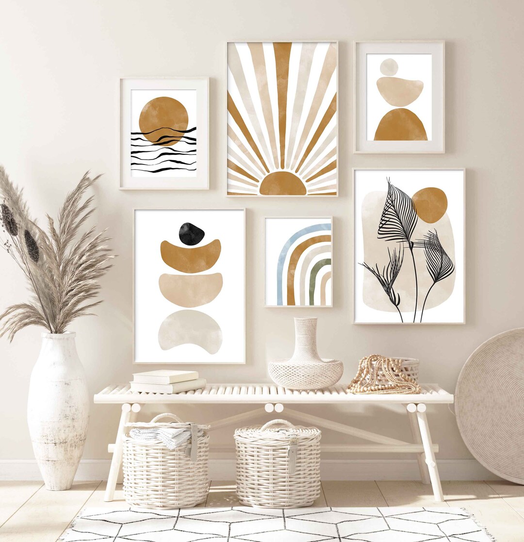 Boho Abstract Set of 6 Prints Printable Wall Art Boho Decor - Etsy