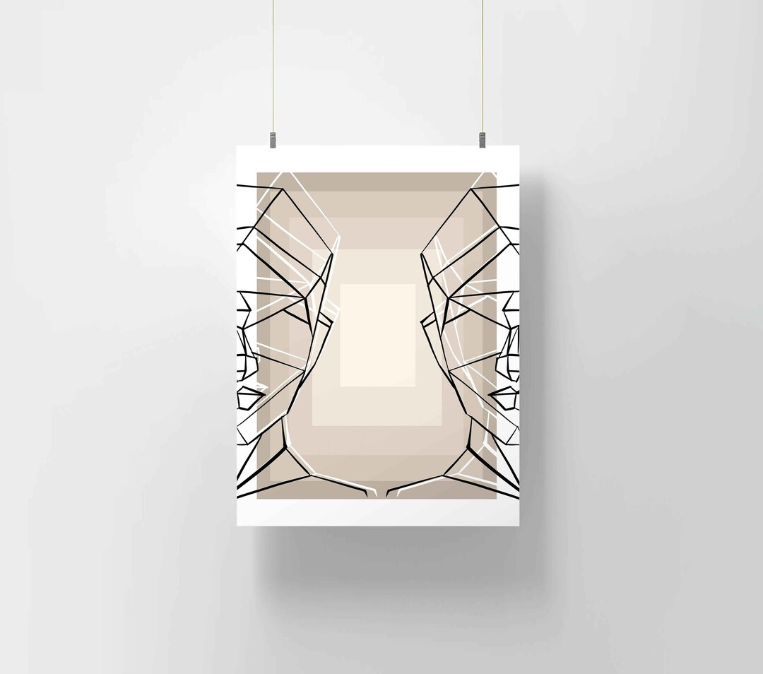 Geometric Face Drawing Printable Wall Art Minimal Abstract - Etsy