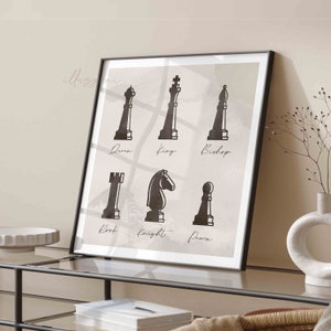 Chess Pieces Poster, Nursery Game Room Decor, Boho Print, Pawn, Rook ...