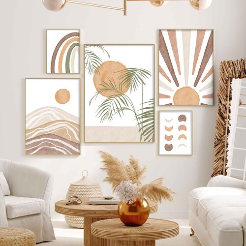 Boho Abstract Set of 3 Prints Printable Wall Art Boho Decor - Etsy