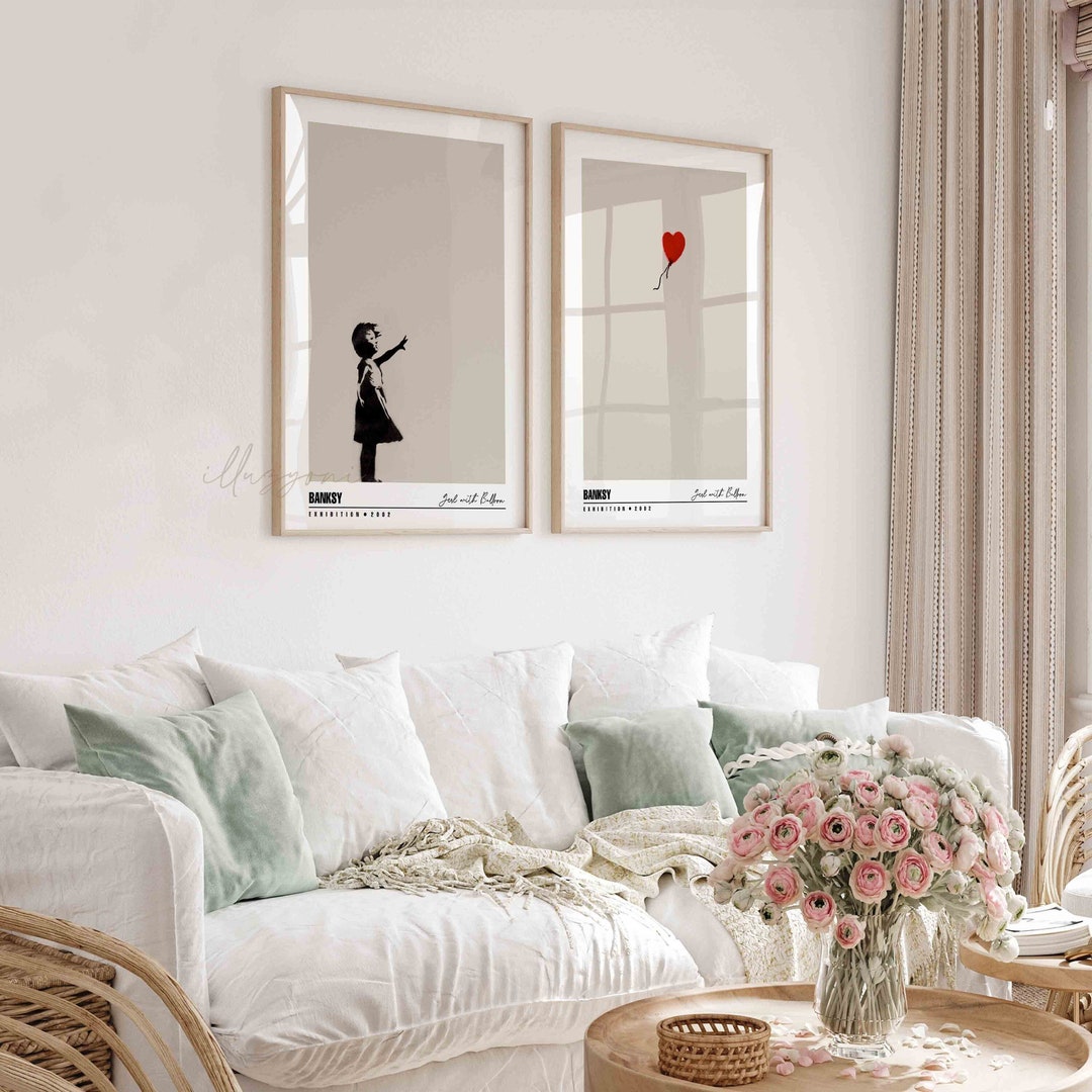 Girl With Balloon Graffiti Poster, Set of 2 Prints, Printable Wall Art ...