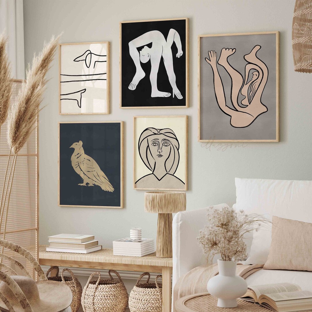 Picasso Line Drawings, Set of 5, Printable Wall Art, Picasso Prints ...