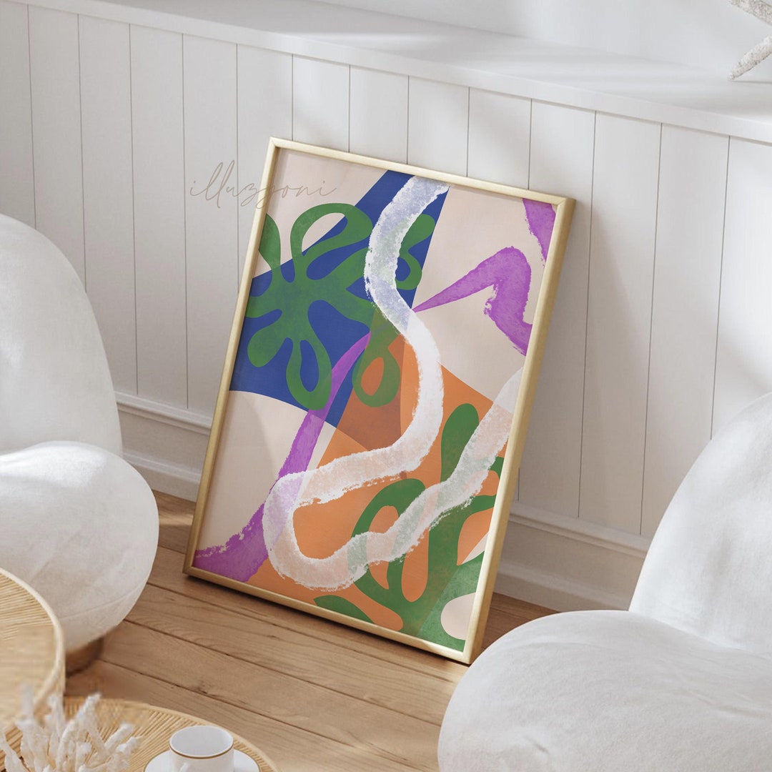 Abstract Shapes Poster, Printable Wall Art, Mid Century, Matisse ...