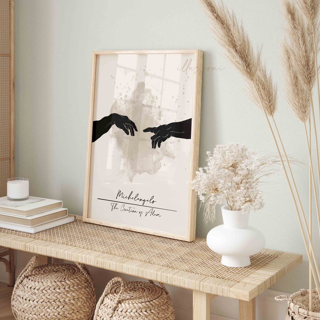 The Creation of Adam, Printable Wall Art, Watercolor Michelangelo ...