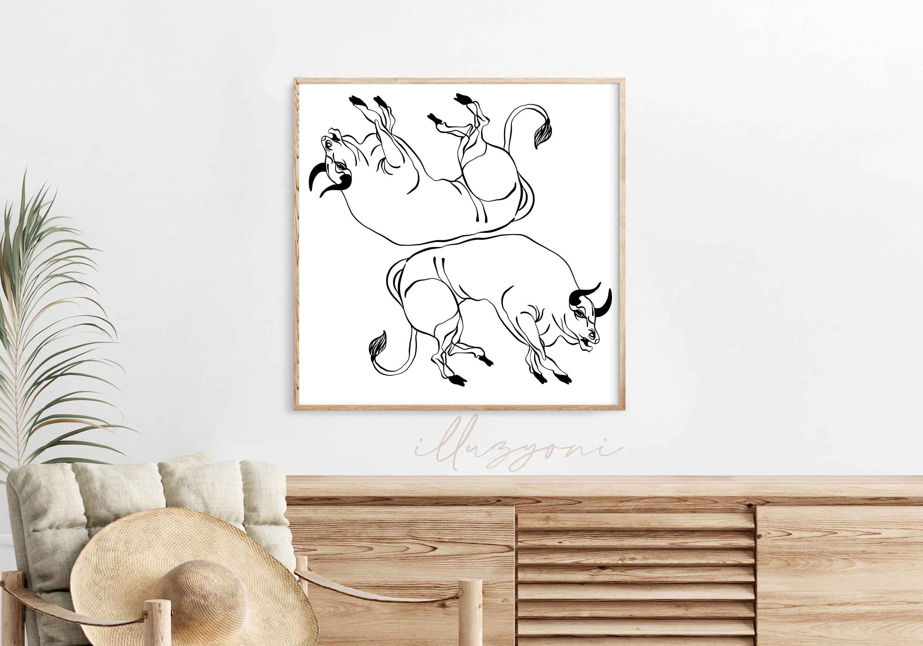 Picasso One Line Drawing Abstract Deconstructed Bull - Etsy
