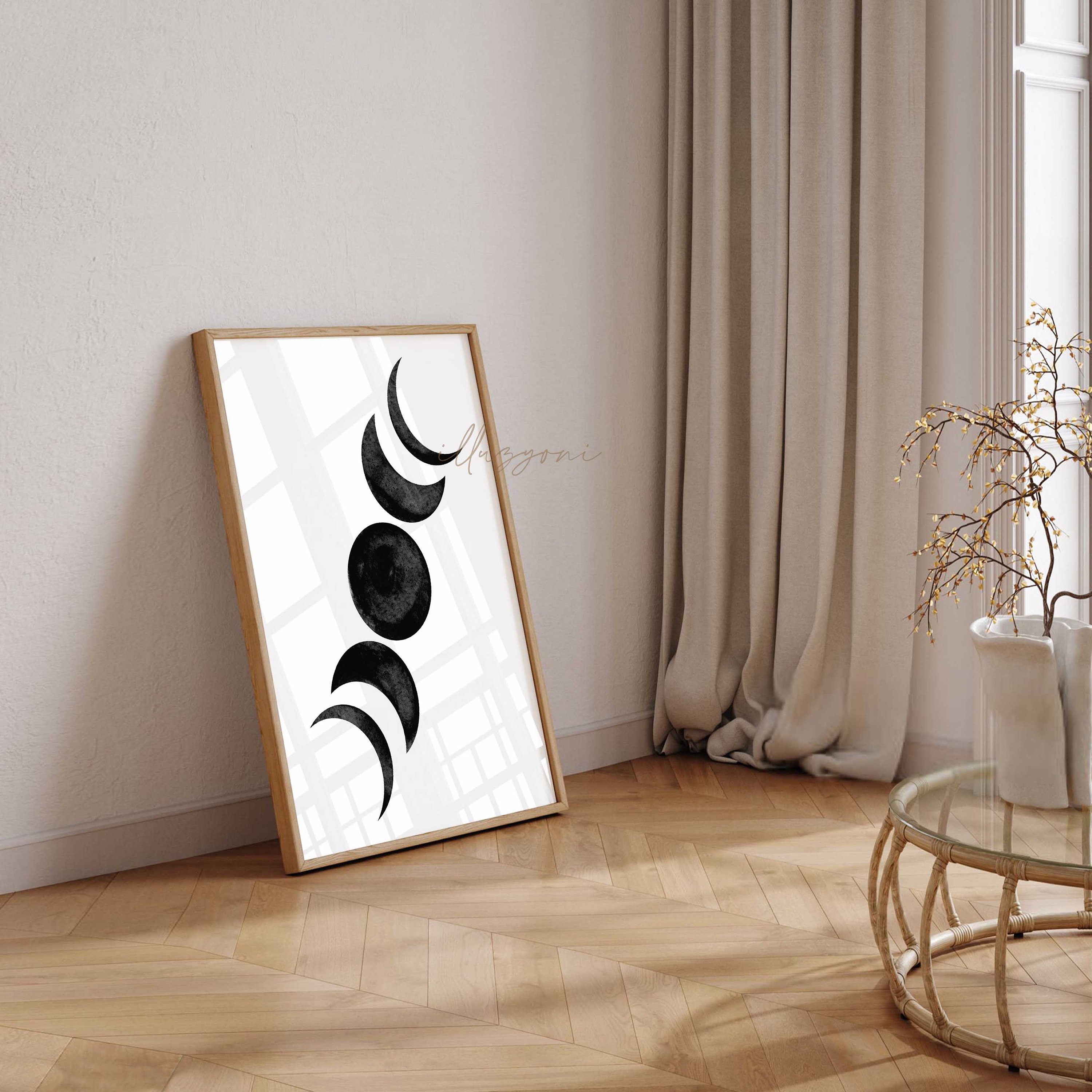 Boho Moon Drawing, Phases of the Moon, Printable Wall Art, Mid Century ...