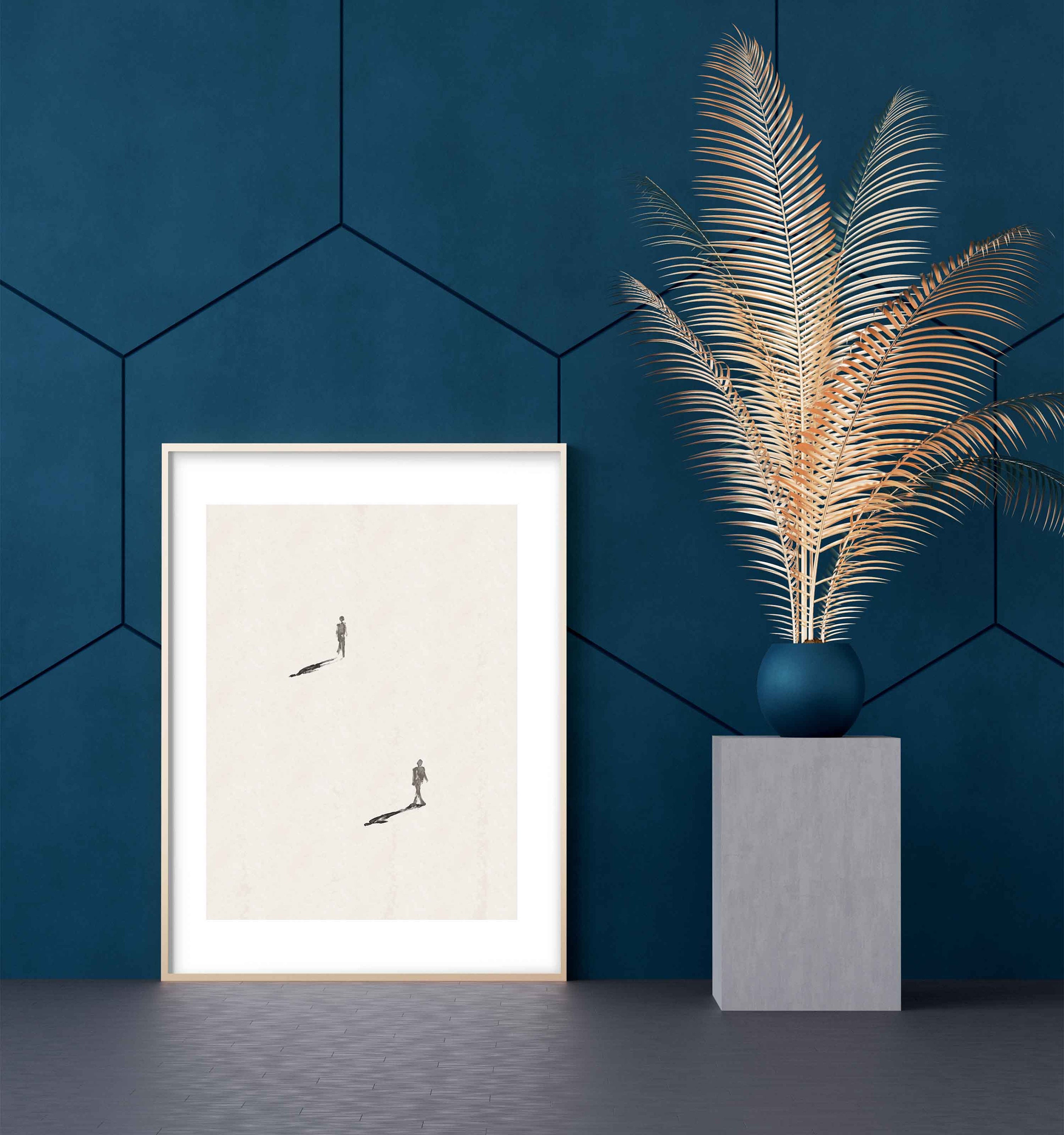 Abstract Two People Print Printable Wall Art Mid Century | Etsy