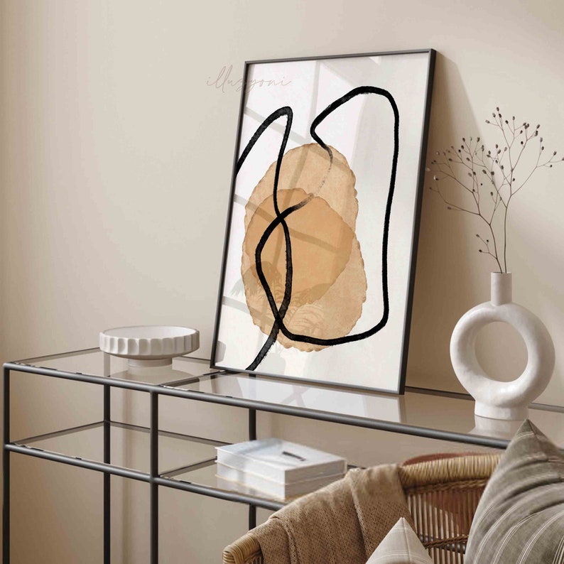 Abstract One Line Painting, Printable Wall Art, Boho Home Decor ...
