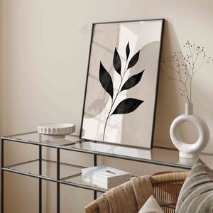 Boho Botanical Leaf Drawing, Printable Wall Art, Modern, Minimalist ...