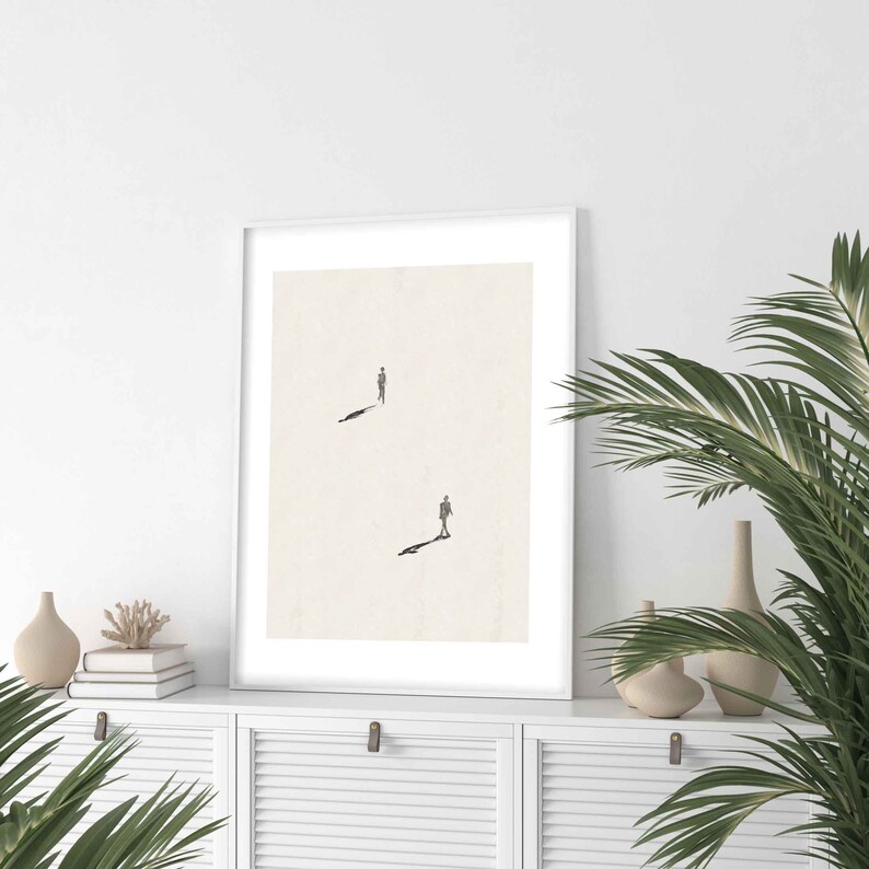 Abstract Two People Print Printable Wall Art Mid Century | Etsy