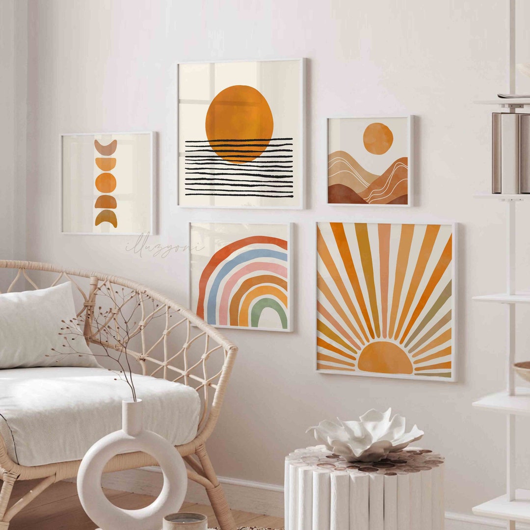 Nursery Room Poster, Boho Set of 5 Prints, Printable Wall Art, Modern ...