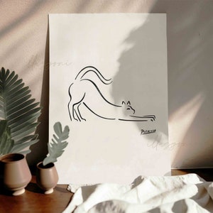 Abstract Picasso Cat Drawing, Printable Wall Art, Modern One Line ...