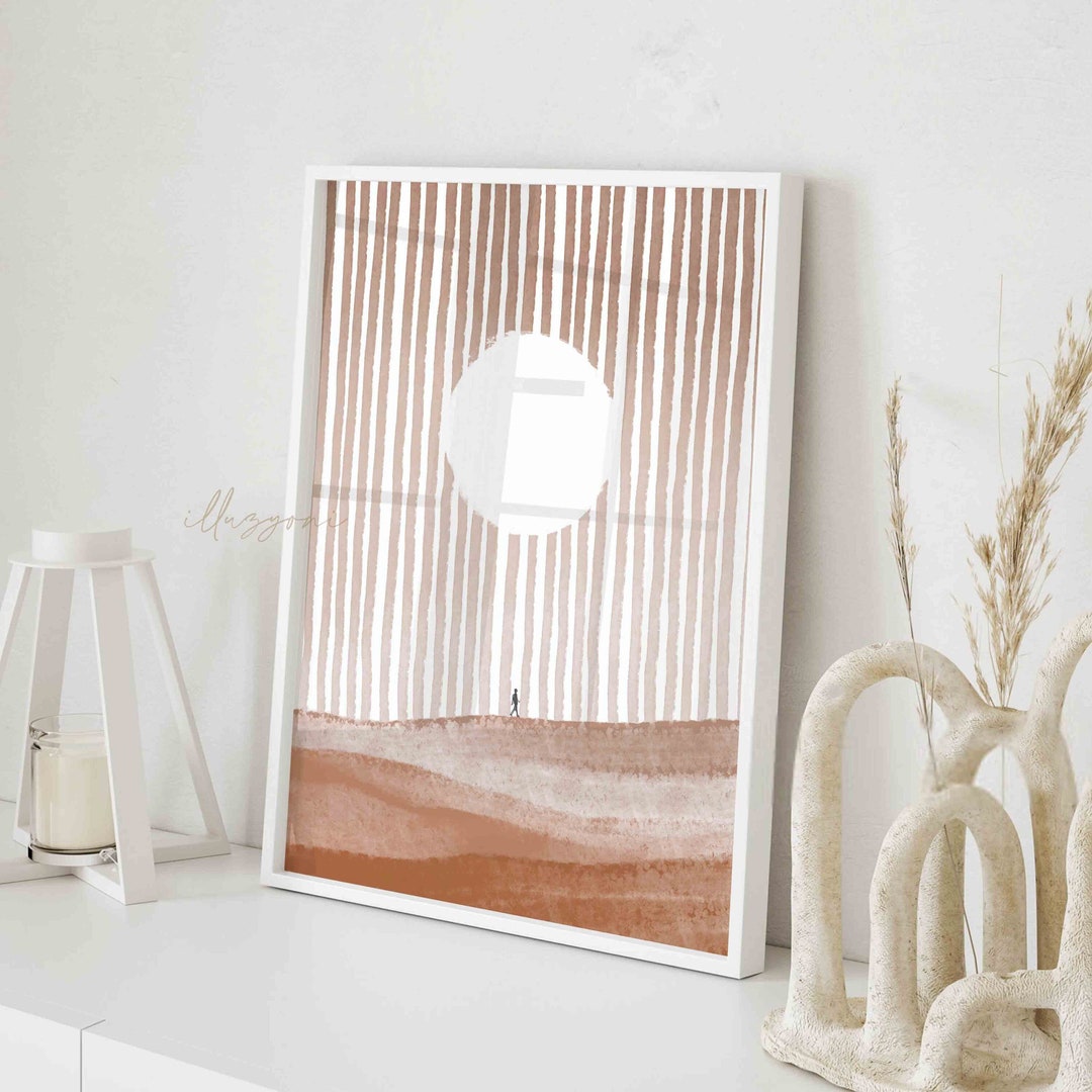 Minimal Human Figure Drawing, Landscape Poster, Printable Wall Art, Mid ...