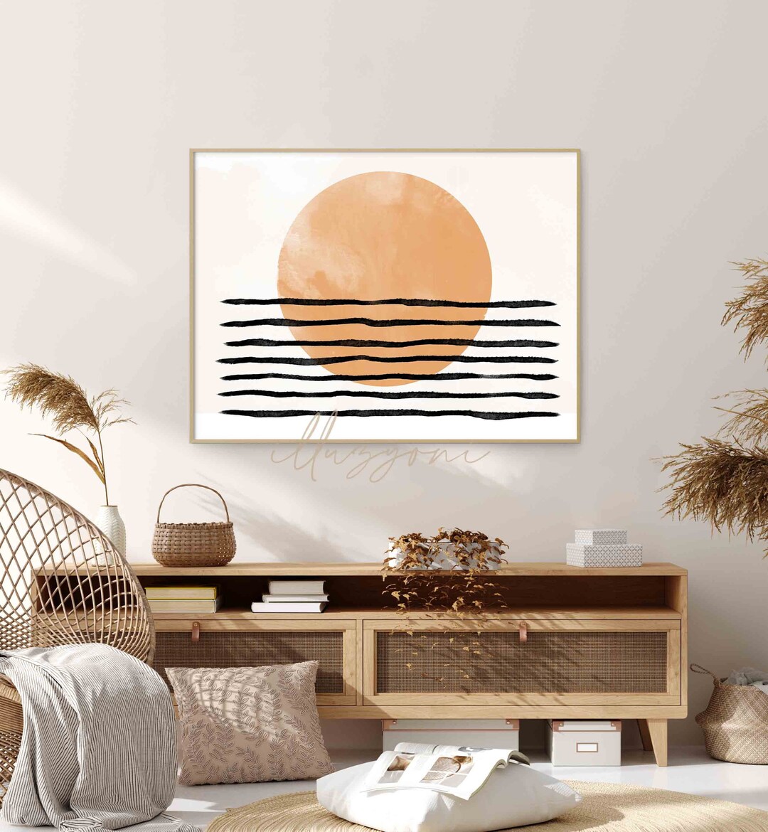 Abstract Sun Poster Living Room Art Printable Wall Art Mid - Etsy