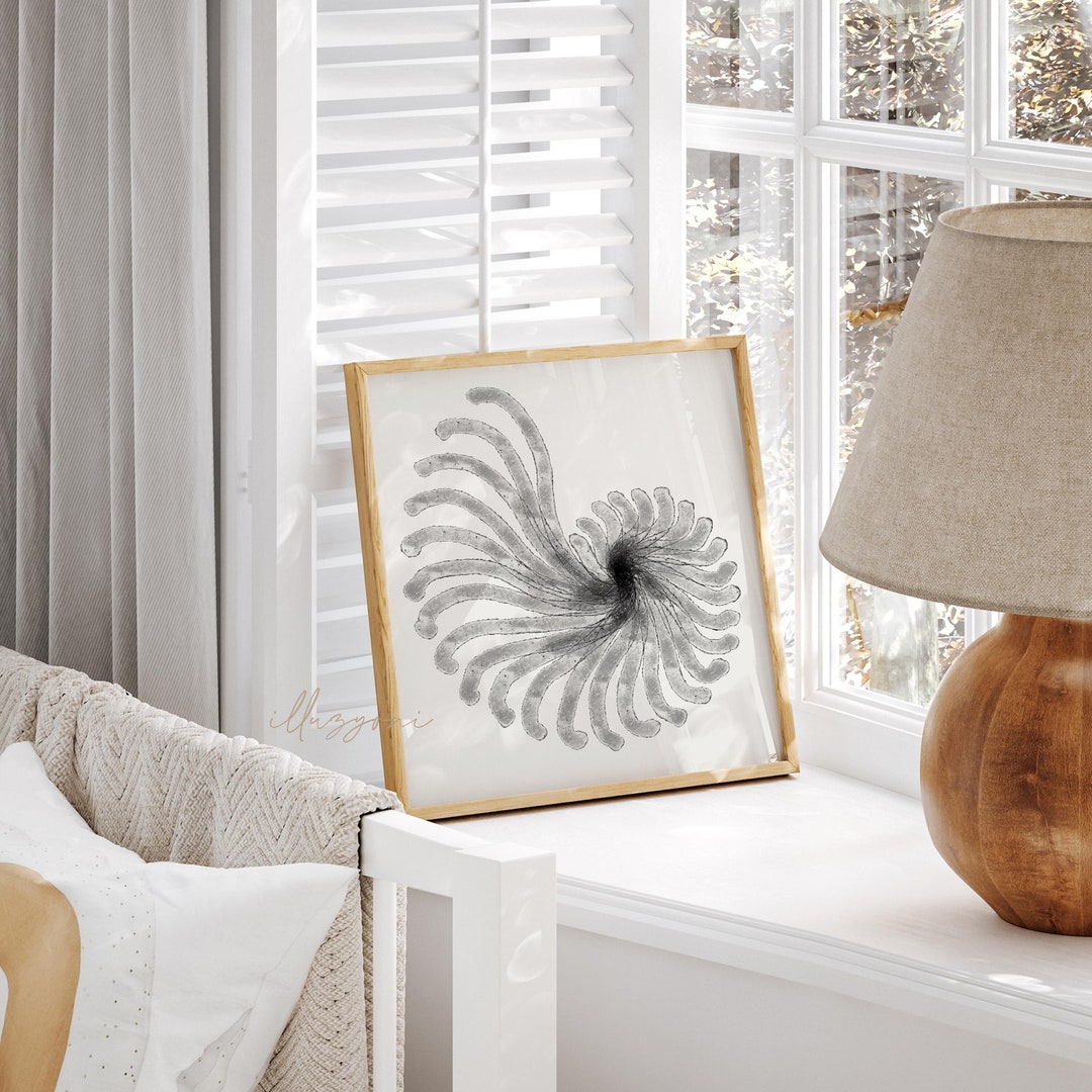 Abstract Seashell Painting, Printable Wall Art, Geometric Large Print ...