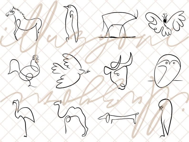 Picasso One Line Drawings Set of 12 Prints Printable Wall - Etsy