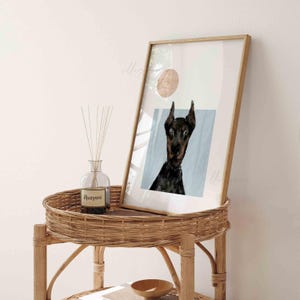 Black Doberman Poster, Printable Wall Art, Neutral Earth Tones, Nursery ...