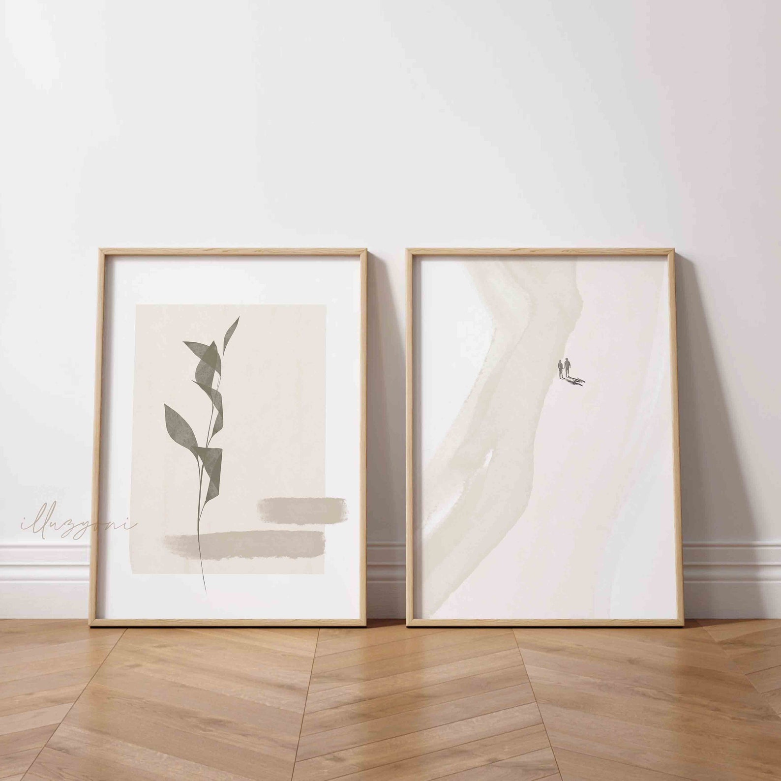 Abstract Set of 2, Two People Print, Botanical Wall Art , Printable ...